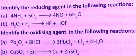 Please Can Anyone Help Me Identify The Reducing Agent In The Following