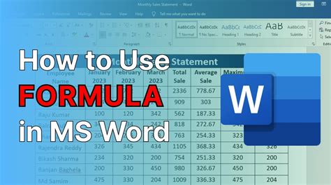 How To Use Formula In Microsoft Word Formula In Ms Word Formula In