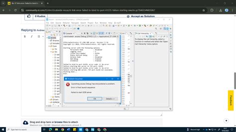 Solved St Link Error Failed To Bind To Port 61235 Failu Stmicroelectronics Community