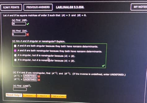 Solved 11 Points Larlinalg8 3 3 007 Sbs My Notes Use The