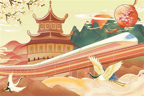 国潮新年喜庆春运高铁回家插画背景图片素材下载图片编号ylgknzkd 免抠素材网