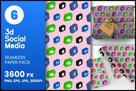 6 3d Social Media Patterns Graphic By Fromporto · Creative Fabrica