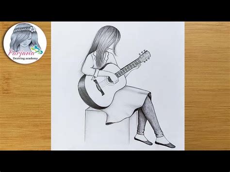 Sketch Of A Girl Playing Guitar