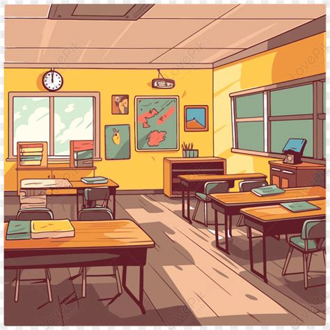 Empty Classroomcartoonsticker Free Png And Clipart Image For Free