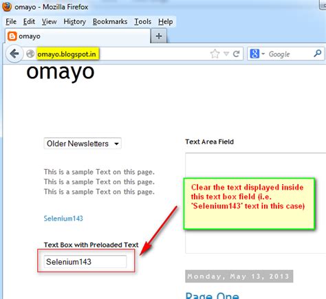 Selenium By Arun 384 Using Clear Command To Clear A Text Box Field