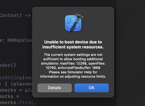 【xcodeシミュレータ】unable To Boot Device Due To Insufficient System Resources