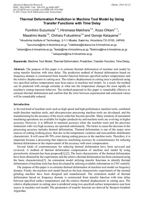 Thermal Deformation Prediction In Machine Tool Model By Using Transfer Functions With Time Delay