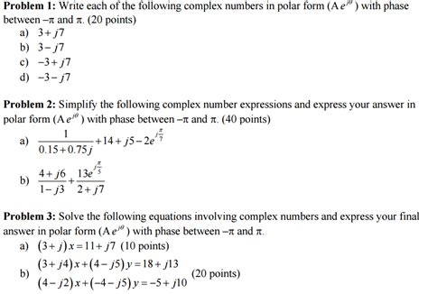 Solved Write Each Of The Following Complex Numbers In Polar