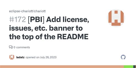 Pbi Add License Issues Etc Banner To The Top Of The Readme · Issue 172 · Eclipse Chariott
