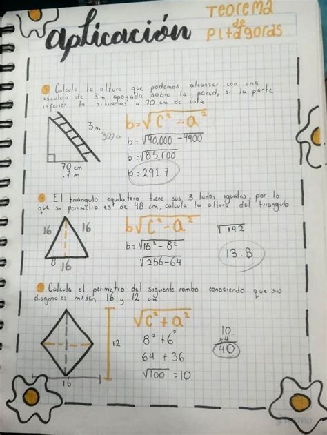 Nice Notes Pythagoras Theorem Apuntes De Clase Apuntes Portadas