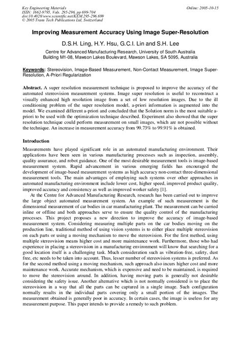 Improving Measurement Accuracy Using Image Super Resolution Scientific Net
