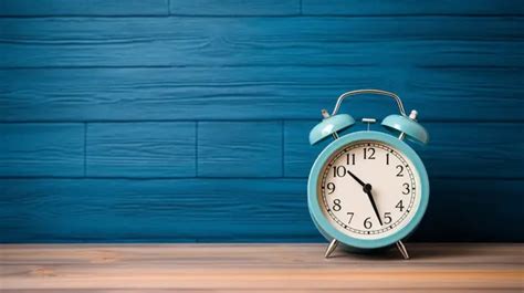 Wooden Textured Background Complementing Blue Alarm Clock Table Clock Old Watch Alarm Clock