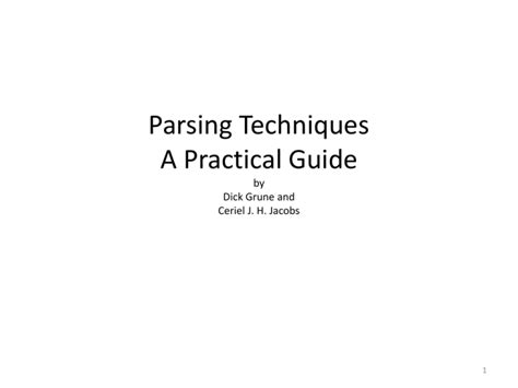 Parsing Techniques A Practical Guide