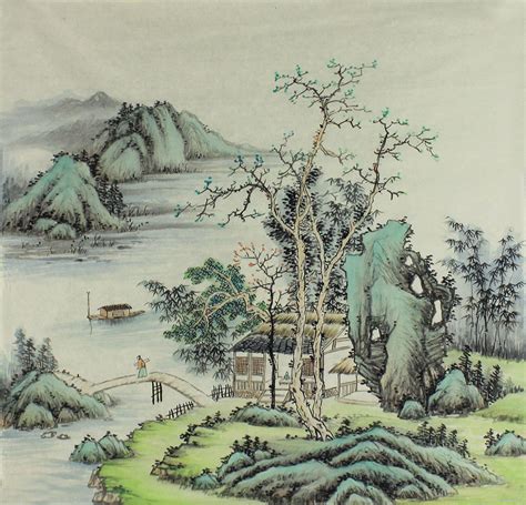 古画国画山水 古画写意山水 古画山水画 大山谷图库