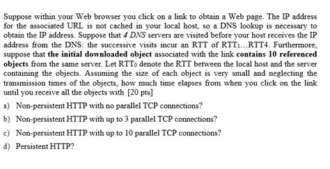 Solved Suppose Within Your Web Browser You Click On A Link Chegg