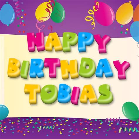 Premium Photo Happy Birthday Tobias Gold Confetti Cute Balloon Card Photo Text Effect