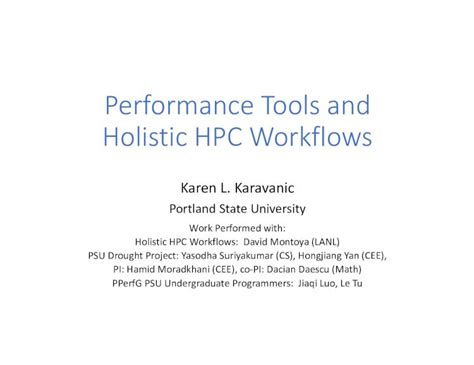 Pdf Performance Tools And Holistic Hpc Workflows · •multiple Runs For