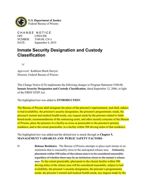 Inmate Security Designation And Custody Classification Docslib