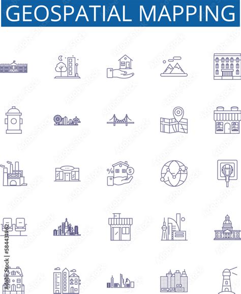 Geospatial Mapping Line Icons Signs Set Design Collection Of Geomapping Geospatial Gis