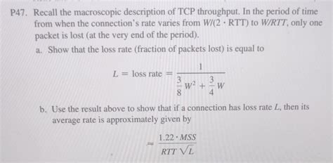 Solved Recall The Macroscopic Description Of TCP Throughput Chegg
