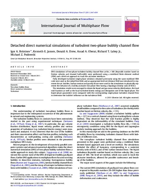Pdf Detached Direct Numerical Simulations Of Turbulent Two Phase