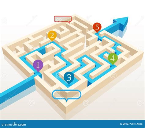 solved maze problem solution stock image 83857357