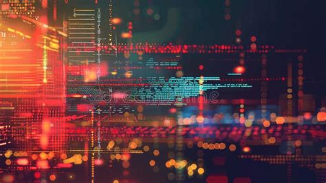 Abstract Art Of Binary Code And Digital Waves In Colorful Vibrant
