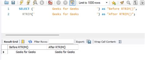 Sql Rtrim Function Geeksforgeeks