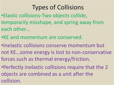 types of collisions elastic collisions two objects collide temporarily
