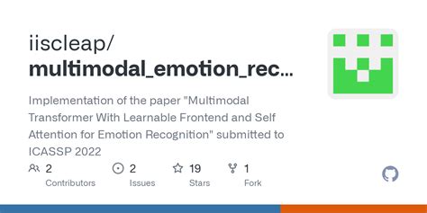 GitHub Iiscleap Multimodal Emotion Recognition Implementation Of The Paper Multimodal