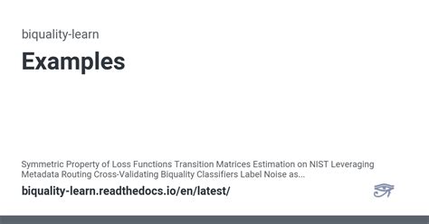 Examples Biquality Learn Documentation