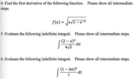 Solved Find The First Derivative Of The Following Chegg Com