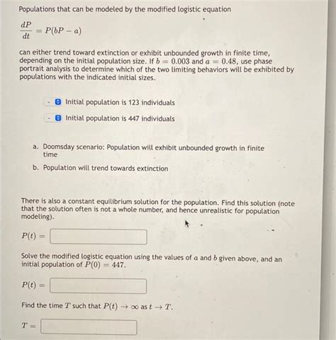 Solved Populations That Can Be Modeled By The Modified