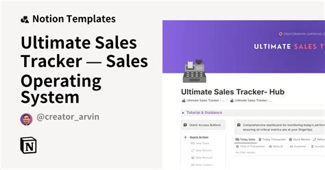 Ultimate Sales Tracker — Sales Operating System Template By Arvin