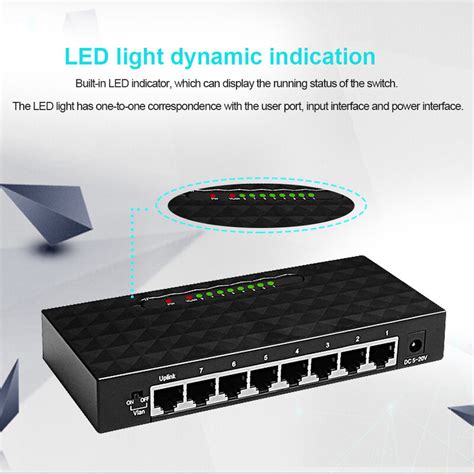 8 포트 기가비트 스위치 101001000mbps Vlan 허브 이더넷 스위치 Rj45 데스크탑 네트워크 Lan 스위치 전반이중 교환 네트워킹