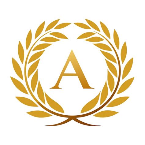 Gold Laurel Wreath Logo Serif Letter For Luxury Brand Premium Ai
