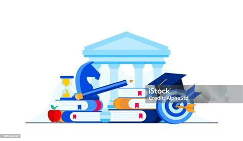 대학 교육 학생들은 캠퍼스에서 공부 대상 연구 일정 관리 연구 세계 벡터 평면 일러스트의 도서관 창 개념에 대한 스톡 벡터 아트 및 기타 이미지 Istock