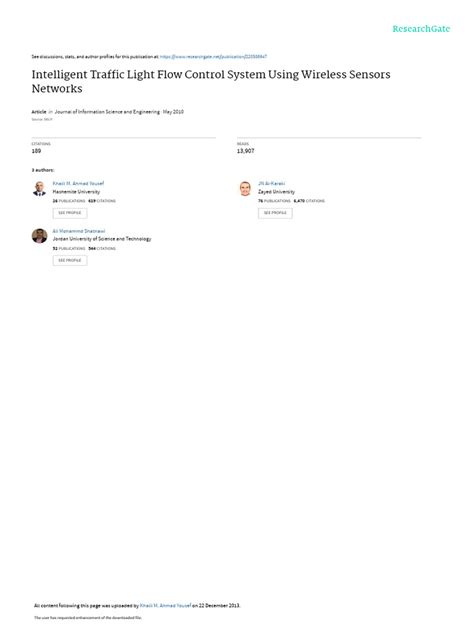Intelligent Traffic Light Flow Control System Usin Pdf Wireless Sensor Network Traffic