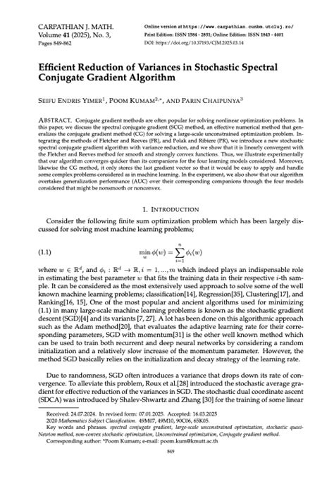 Efficient Reduction Of Variances In Stochastic Spectral Conjugate