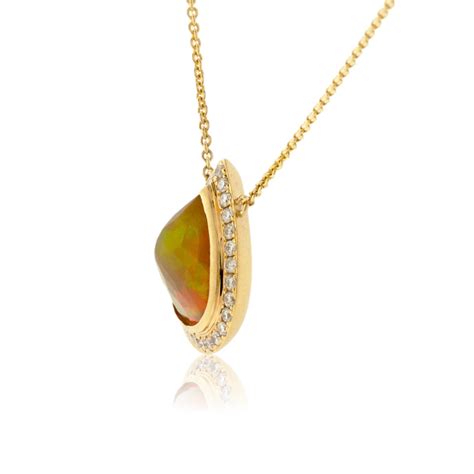 Pear Shaped Opal Cabochon Pendant With Chain Park City Jewelers