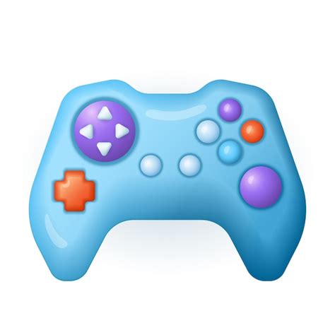 Premium Vector Blue Gamepad With Colorful Buttons 3d Illustration Cartoon Drawing Of Joystick