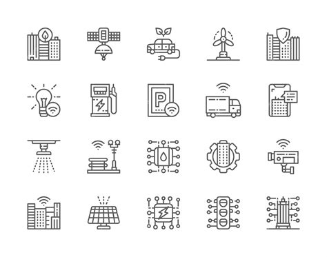 Premium Vector Set Of Smart City Line Icons