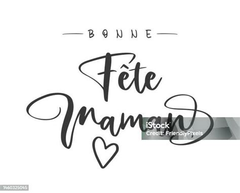 마음으로 프랑스어로 된 해피 어머니의 날 글자 벡터 그림 검은색에 대한 스톡 벡터 아트 및 기타 이미지 검은색 공휴일 긍정적인 감정 표현 Istock