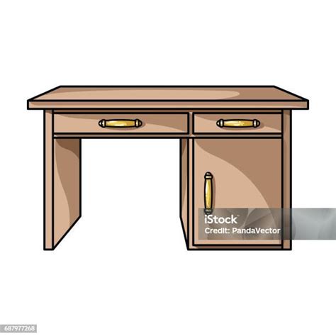 흰색 배경에 고립 된 만화 스타일에서 사무실 책상 아이콘입니다 가구와 홈 인테리어 기호 스톡 벡터 일러스트입니다 0명에 대한 스톡 벡터 아트 및 기타 이미지 Istock
