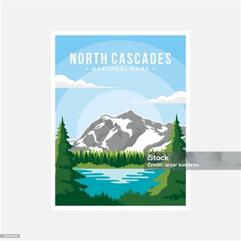 노스 캐스케이드 국립 공원 포스터 벡터 일러스트 레이 션 디자인 0명에 대한 스톡 벡터 아트 및 기타 이미지 0명 Washington Illinois 경관