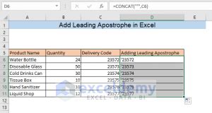 Add Apostrophe In Excel Imaginative Minds