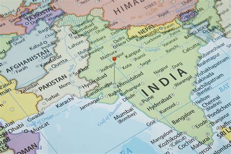 Close Up To A Gandhinagar City With An Orange Pin Needle Into India Map