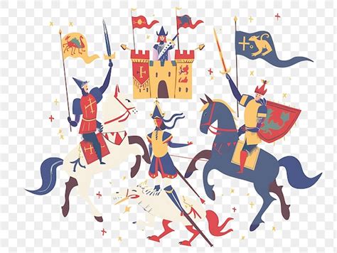 Psd 중세 캐릭터 토너먼트에서 조스팅 디자인은 왕실 2d 아이디어 게임 자산 평평한 예술 간단 프리미엄 Psd 파일