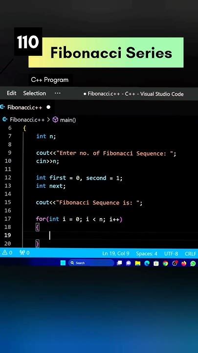 fibonacci sequence generator using c code leos shorts coding programming cpp youtube
