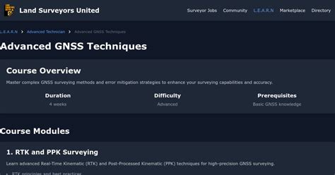 Advanced Gnss Techniques Course Land Surveyors United Community
